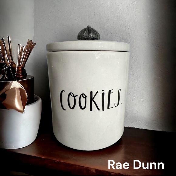 Rae Dunn | Kitchen | Rae Dunn Stemprint Crown Boutique Cookies Canister ...